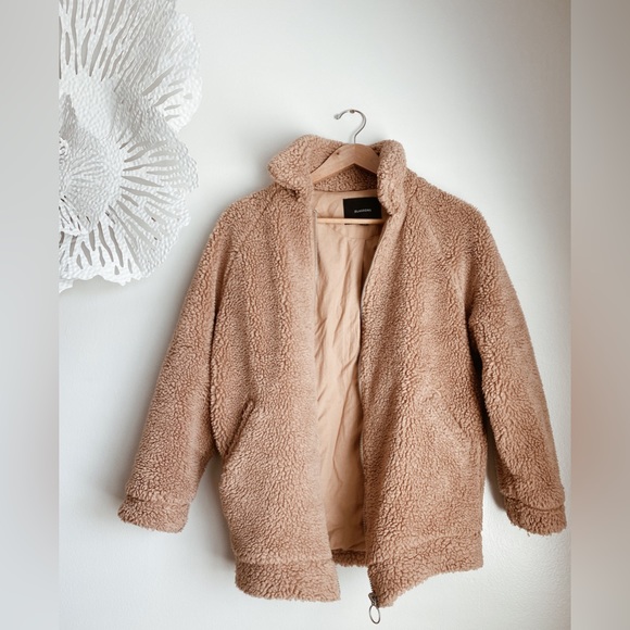 Glassons | Jackets & Coats | Glassons Teddy Coat Jacket Brown Nude Puff ...